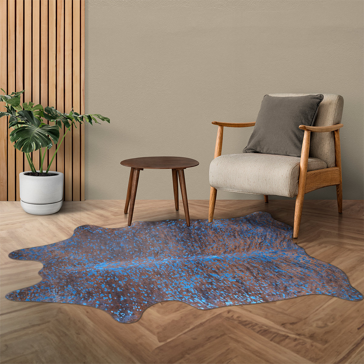 Everly Quinn Custom Dyed Blue on Brindle Cowhide Rug | Wayfair