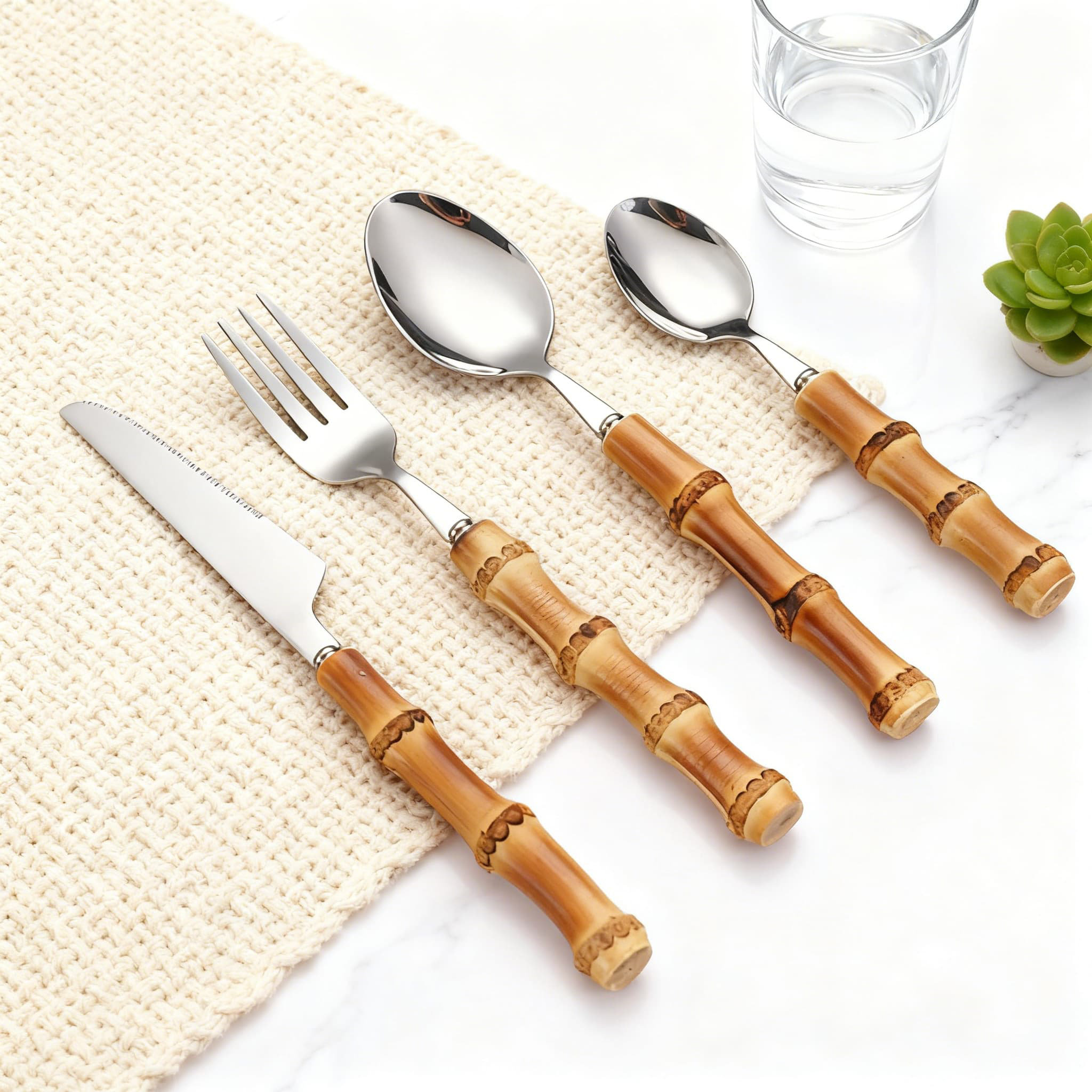 Latitude Run® 4-Piece Stainless Steel Cutlery Set With Bamboo Handle ...