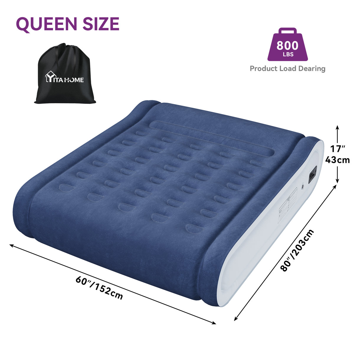 Balconera Blue Inflatable Mattress With Integrated Pillow & Reviews ...