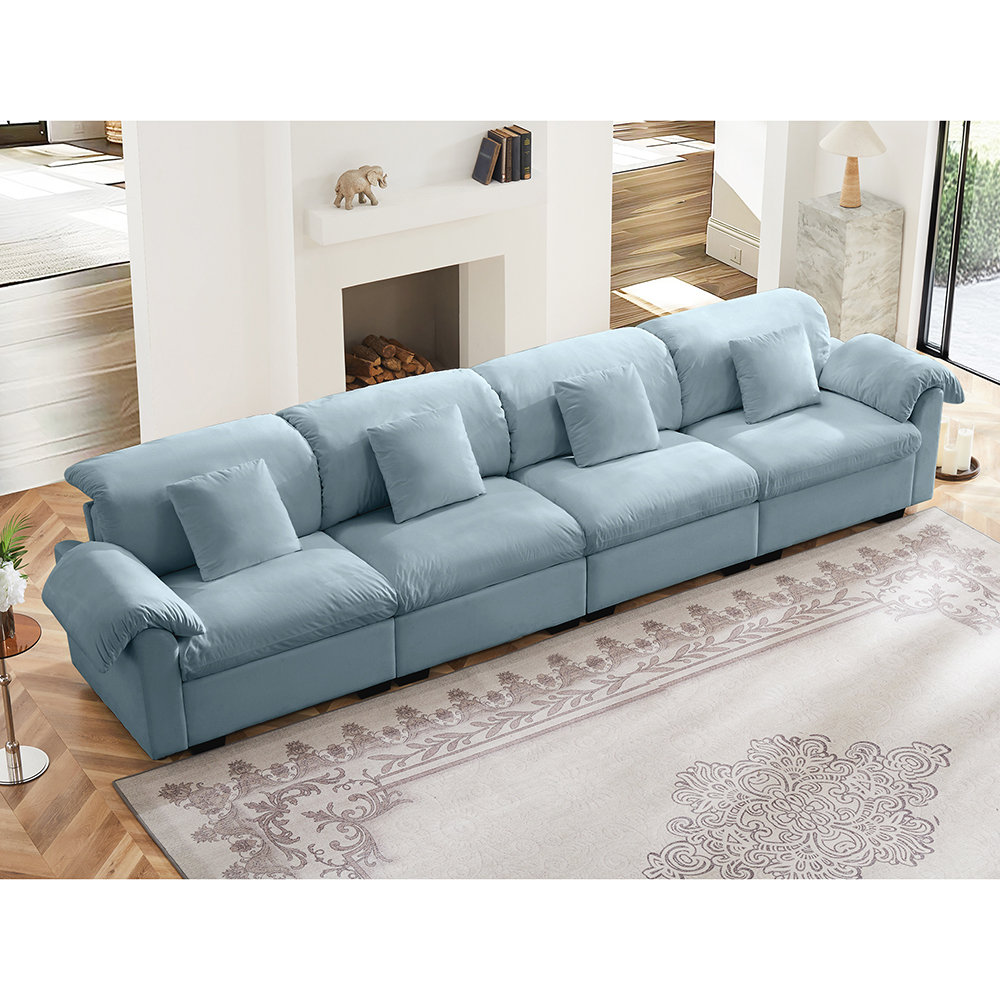 Latitude Run® Extra Large and Long 4 Seater Modern Velvet Sofa with ...