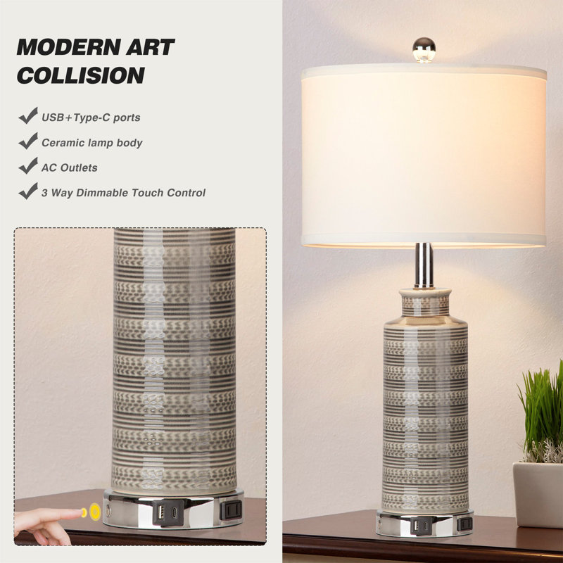 Wrought Studio Javell Metal USB Table Lamp | Wayfair