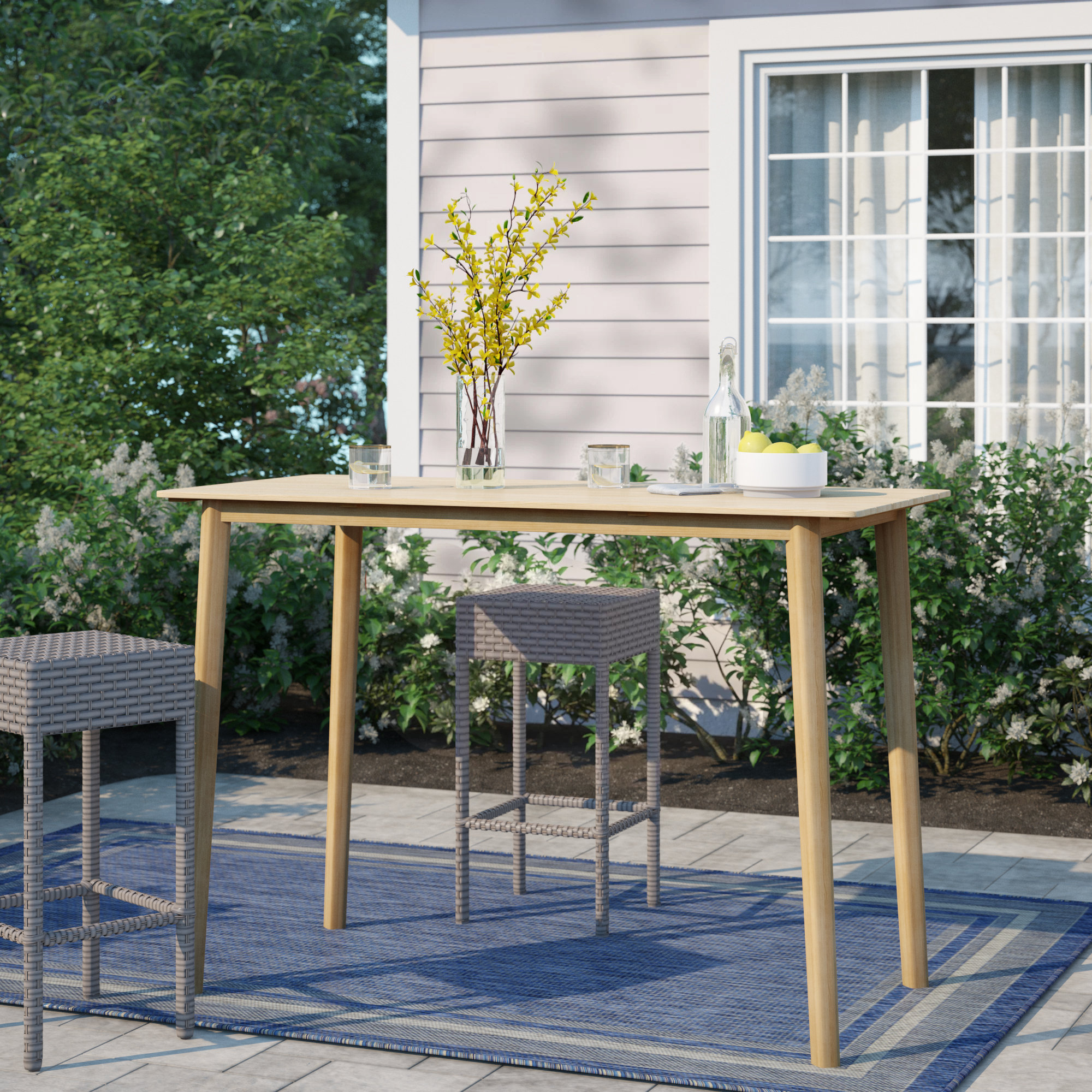 Highland Dunes Outdoor Pub Table Bistro Counter Height Table Solid ...