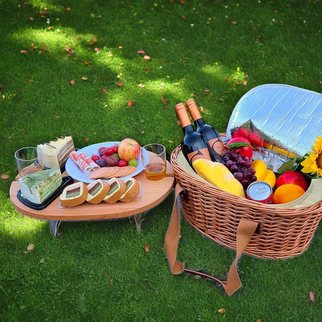Arlmont & Co. Picnic Basket Set for Two with Wicker Design - Wayfair Canada