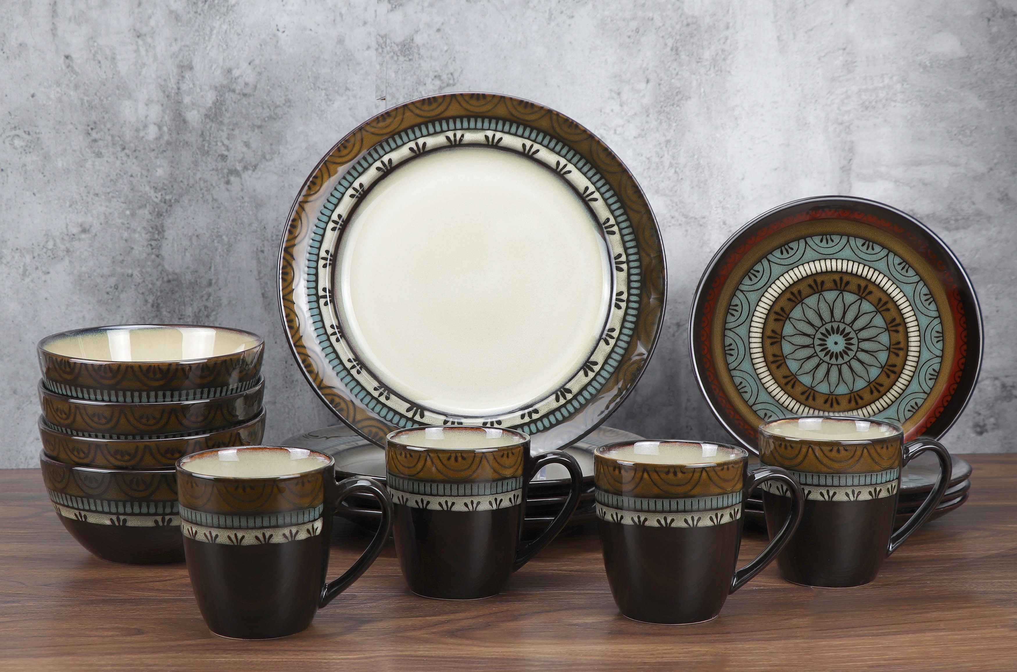 Lorren Home Trends Stoneware Dinnerware Set - Service for 4 & Reviews ...