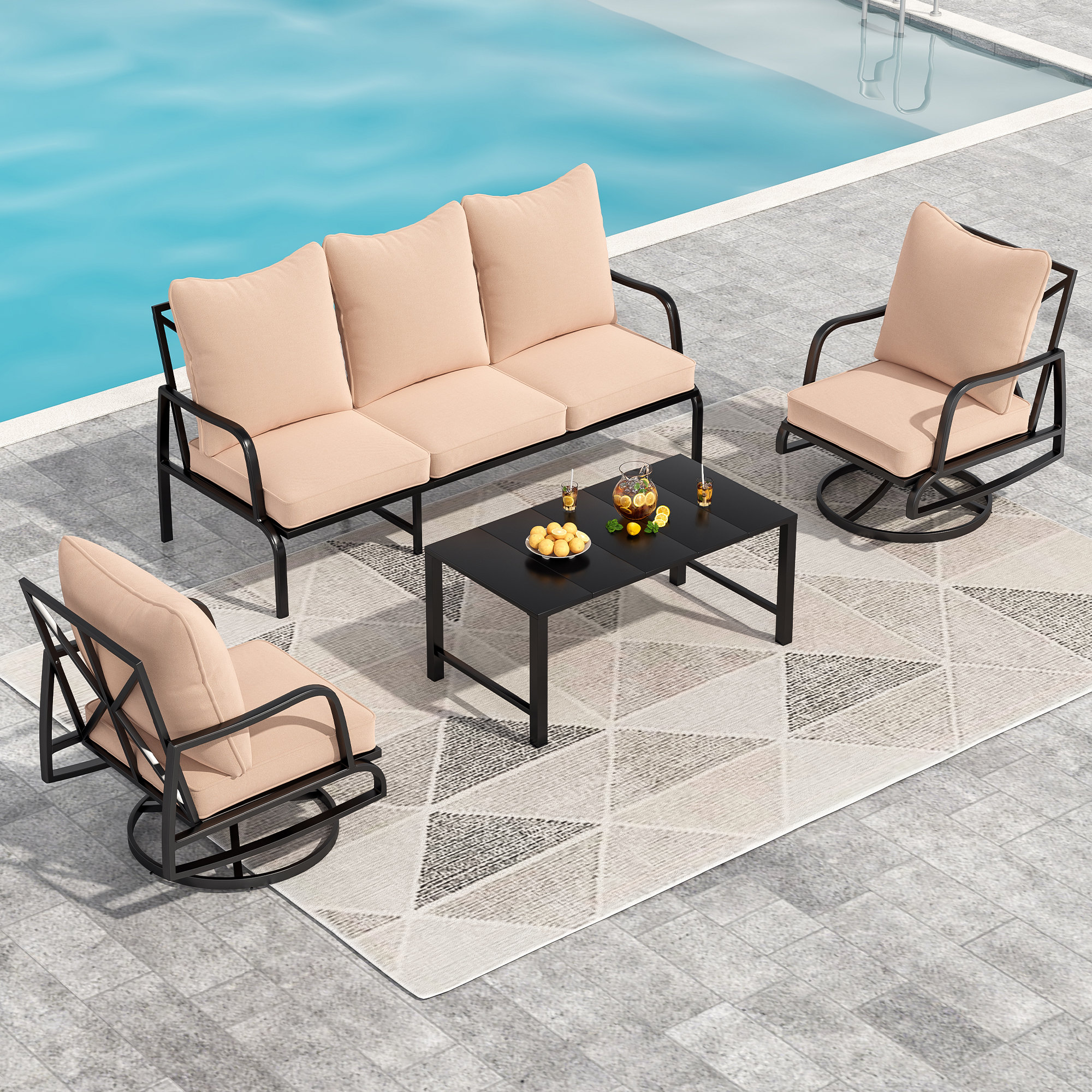 Winston Porter 5-Person Sofa Seating Group With Swivel Chairs Set | Wayfair