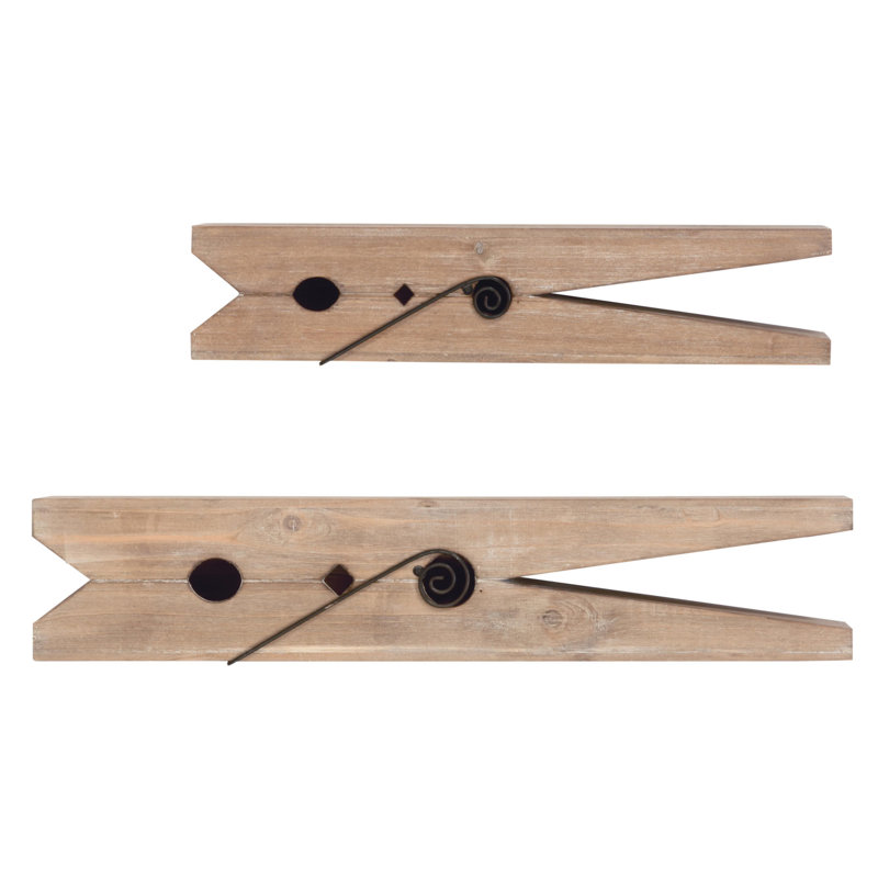 Gracie Oaks Cox Clothespin 2 Piece Wall Shelf Set & Reviews | Wayfair