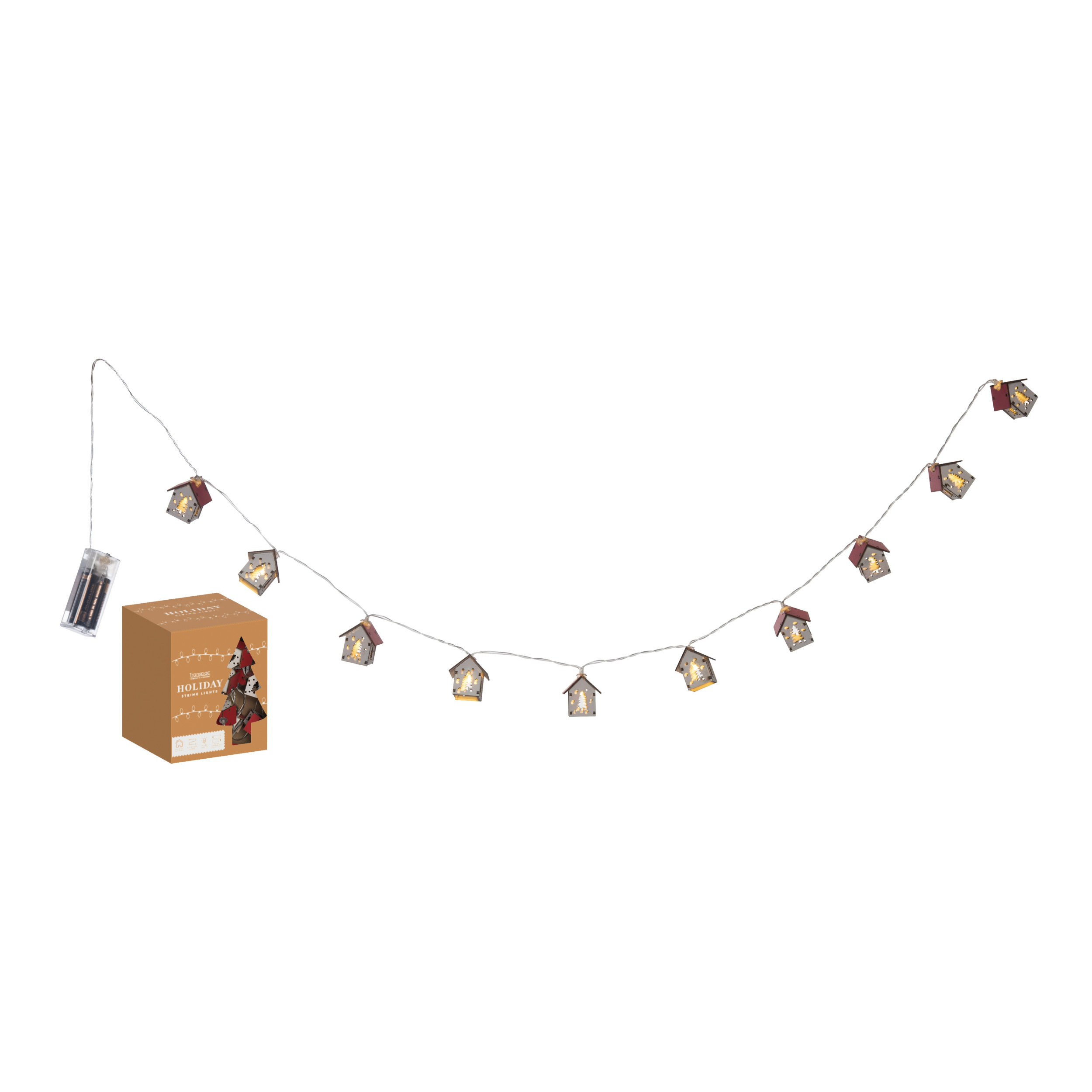 The Holiday Aisle® 35.5 in. Multicolor Akilah House Boxed String Lights ...