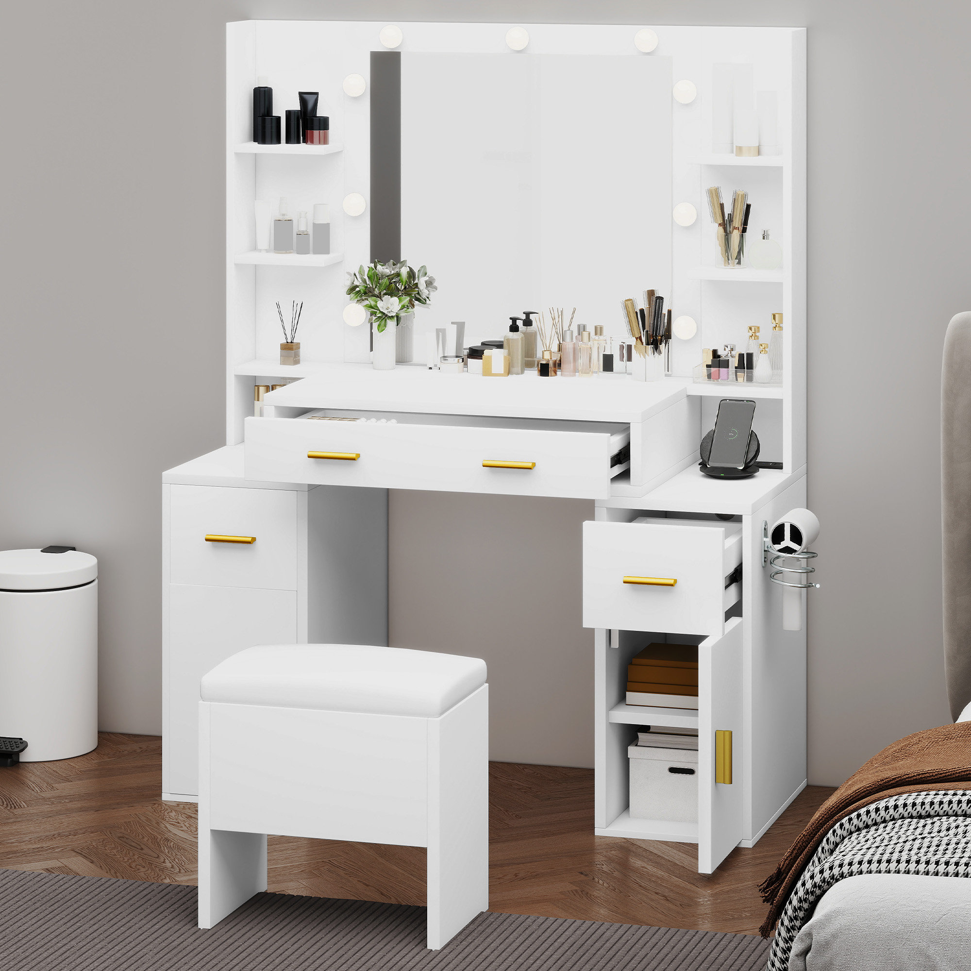 Ebern Designs Vanity With Built-In Outlets - Wayfair Canada
