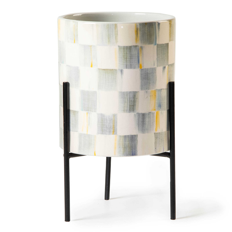 MacKenzie-Childs Sterling Check® Tabletop Planter | Wayfair