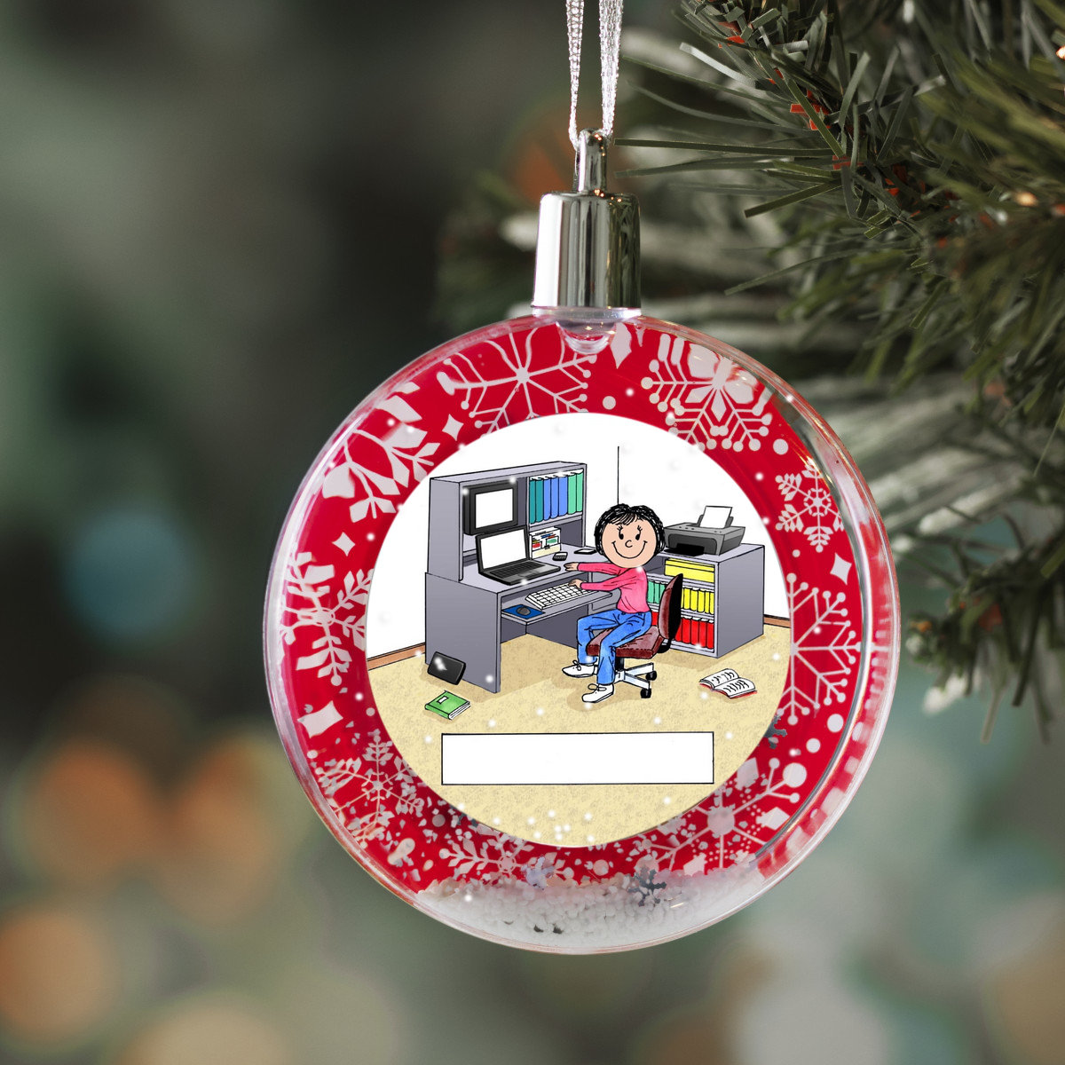 Printed Perfection Personalized Computer Lover -Female Christmas Snow ...