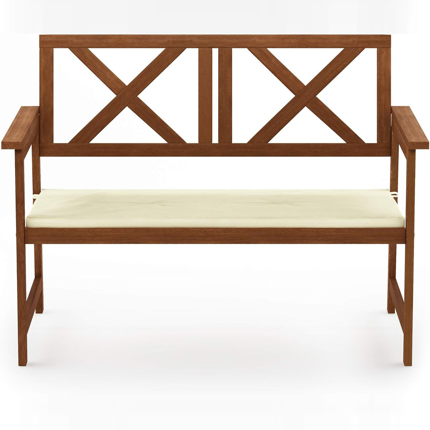 Gracie Oaks Outdoor Patio Furniture X-Back Bench Bench in Teak Oil ...