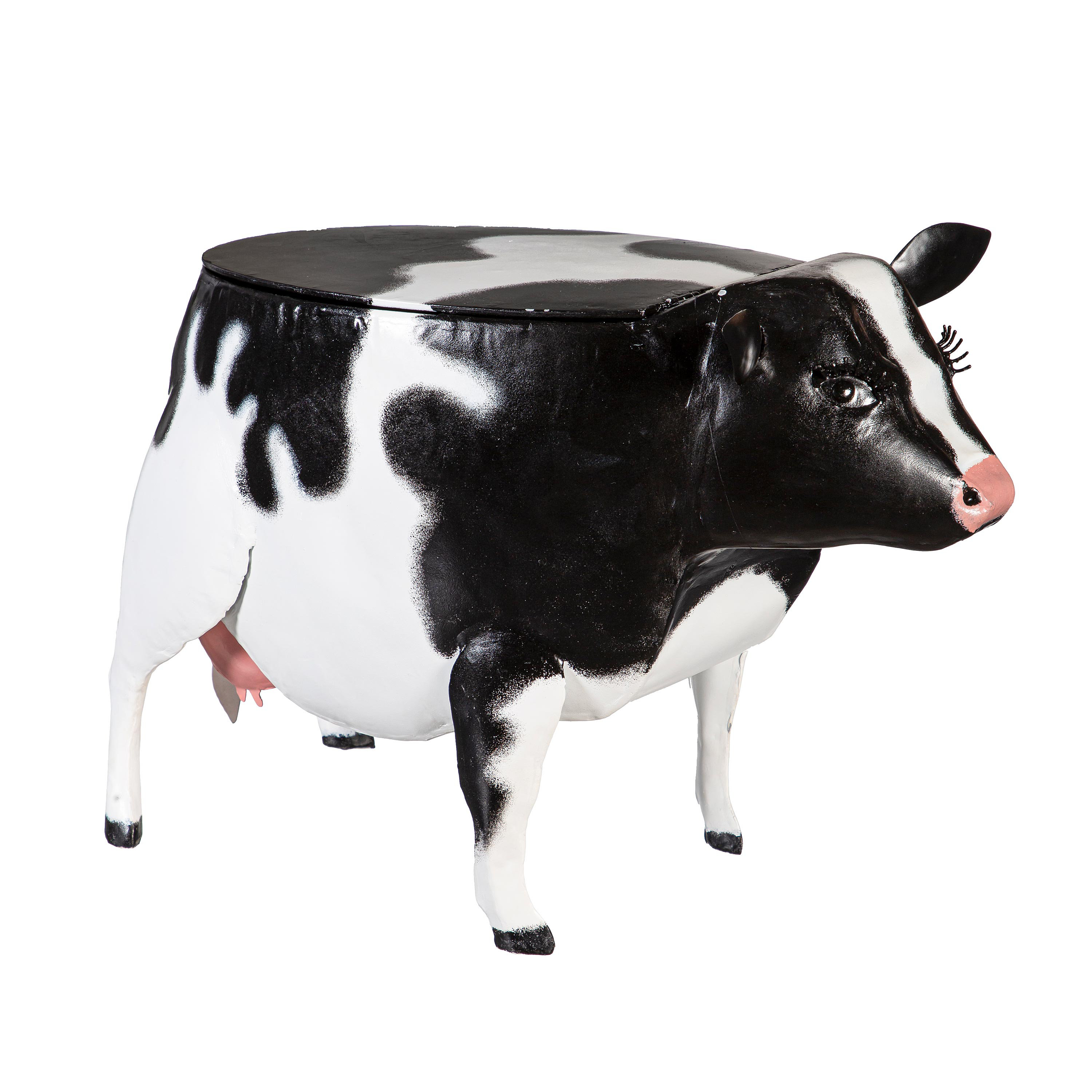 Gracie Oaks Recycled Metal Cow Table With Storage | Wayfair