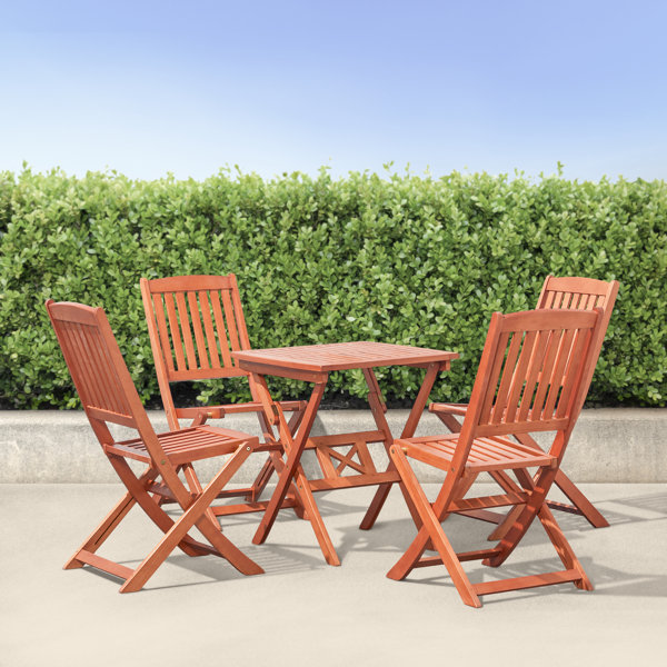 SOL HOME Lucius Reddish Brown 5-Piece Folding Bistro Table And Chair ...