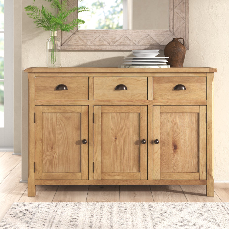 Lark Manor Aceves 120 Cm Wide 3 Drawer Solid Wood Sideboard & Reviews ...