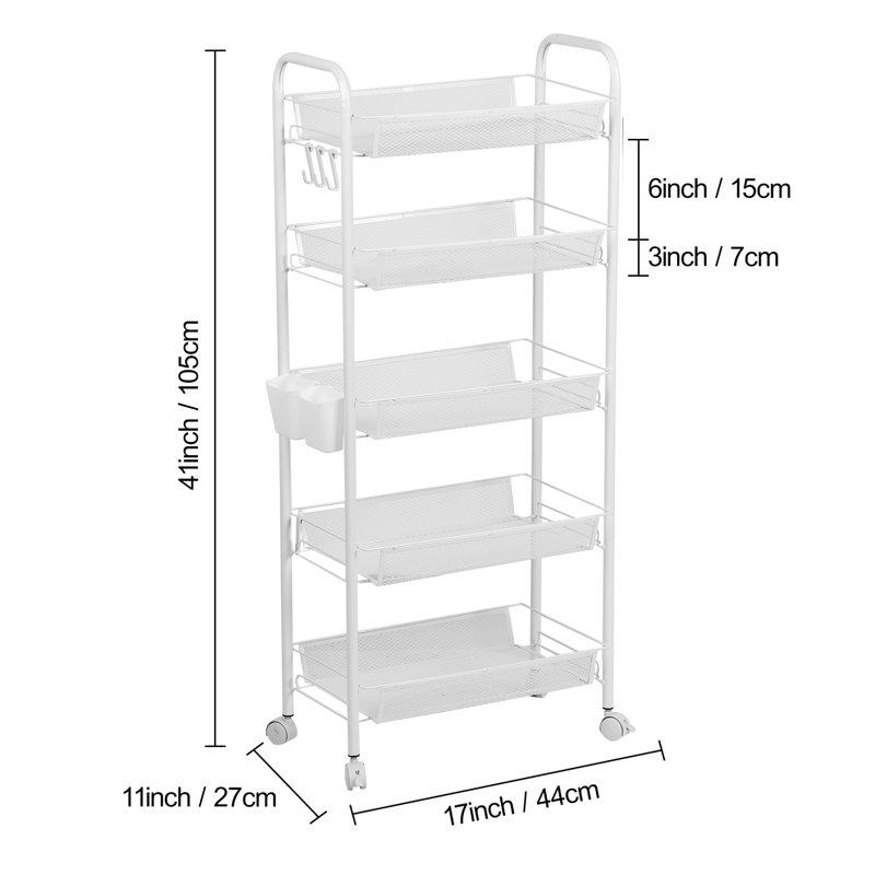 Ebern Designs Fruit Vegetable Storage Basket,5 Tier Stackable Metal ...