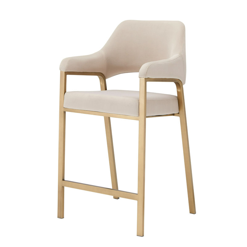 Everly Quinn Howarth - Modern Beige Fabric + Antique Brass Counter ...