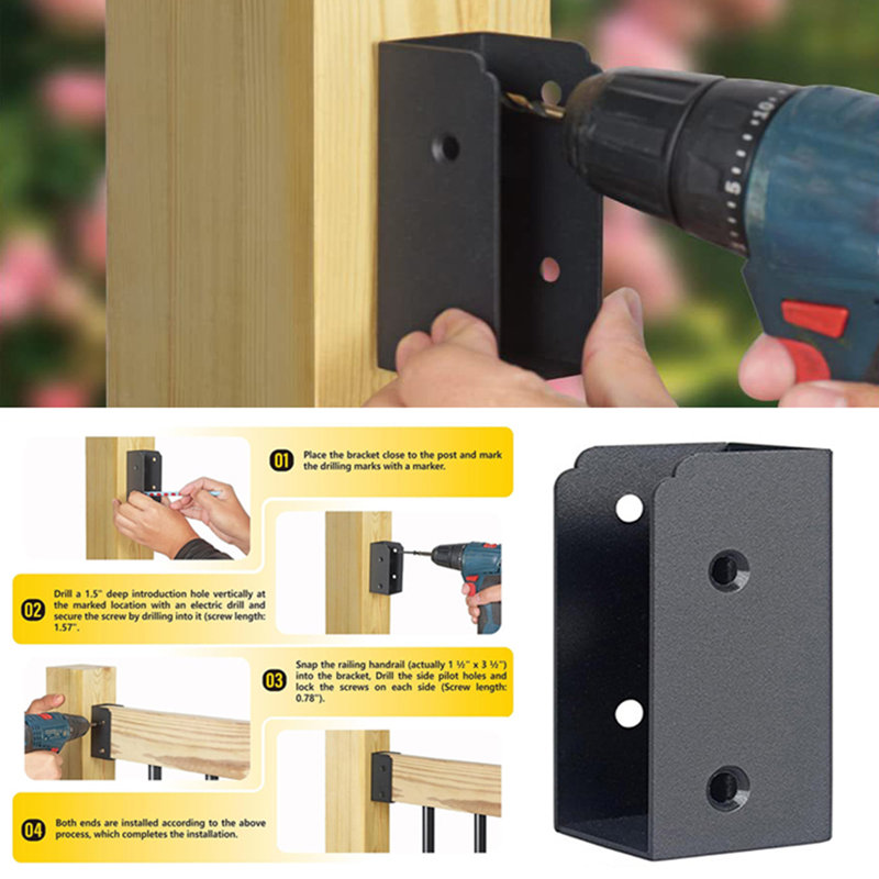 Arlmont & Co. 8Pcs Stainless Steel Deck Railing Brackets Stair ...