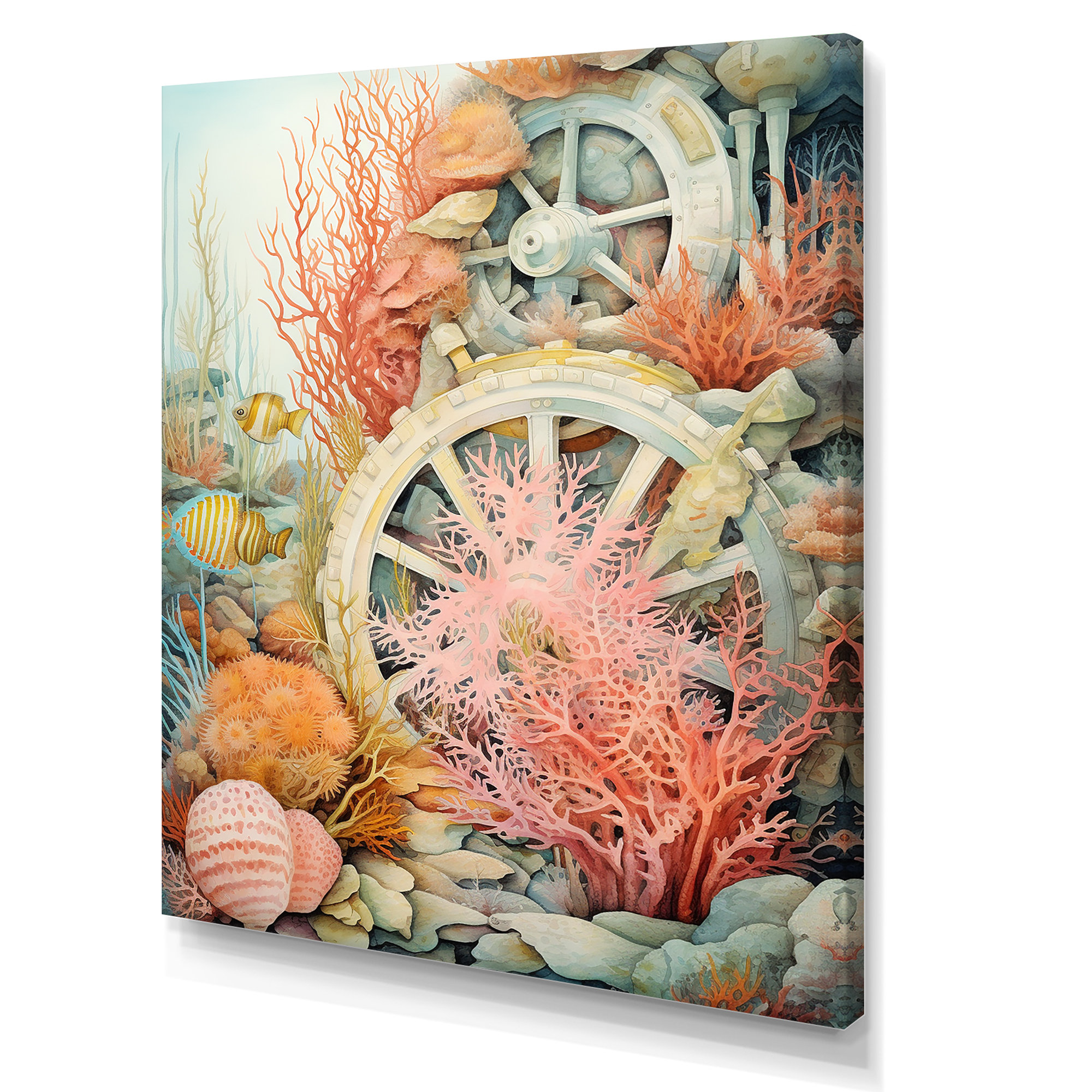 Design Art Coral Pirate Wheel Memory I - Beach & Ocean Wall Art Living ...