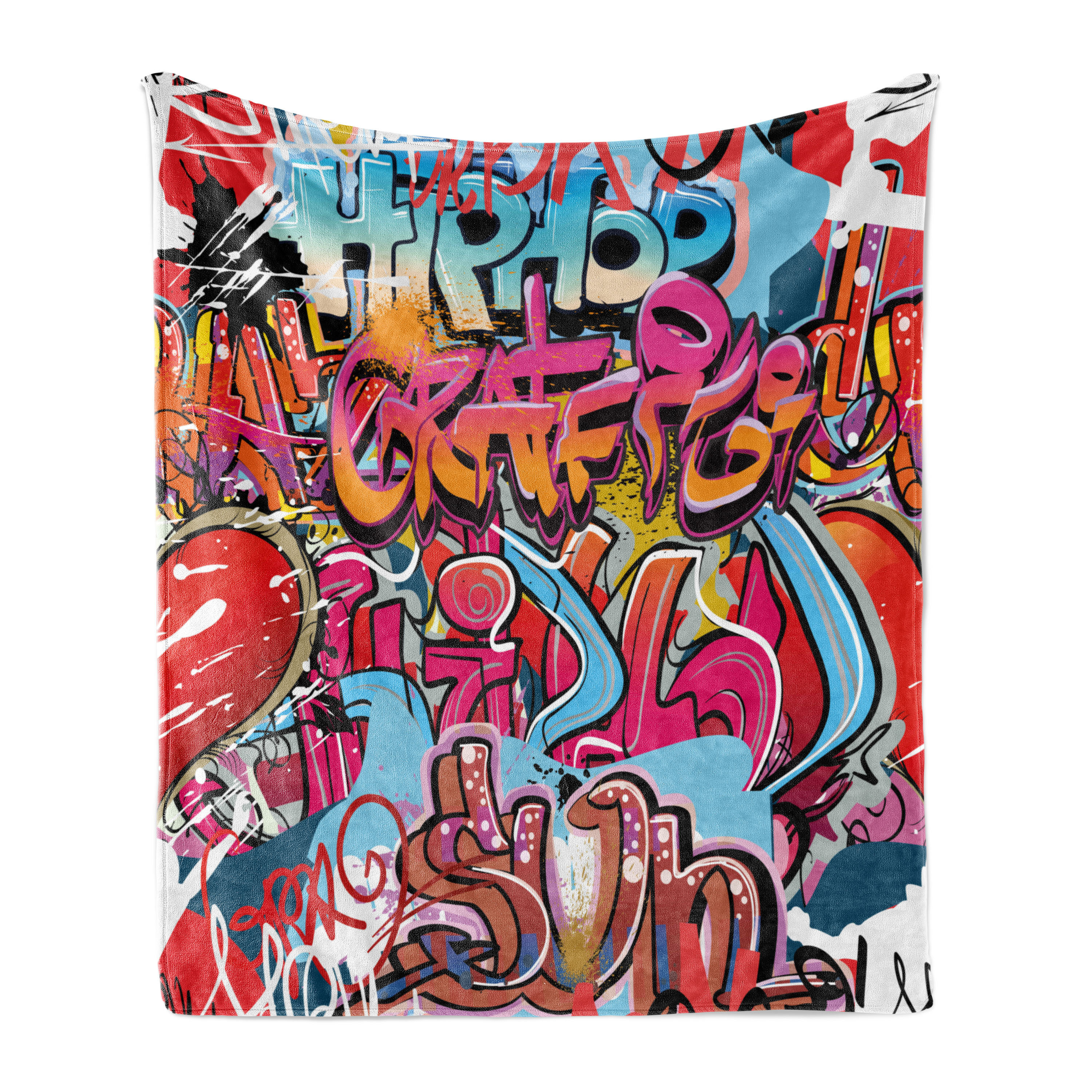 Ambesonne Graffiti Fleece Throw Blanket Hip Hop Street Art Multicolor ...