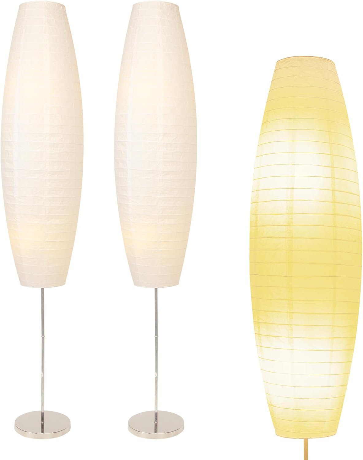 Hokku Designs Japanese Style Paper Floor Lamp Set Of 2 - 59" Tall Rice ...