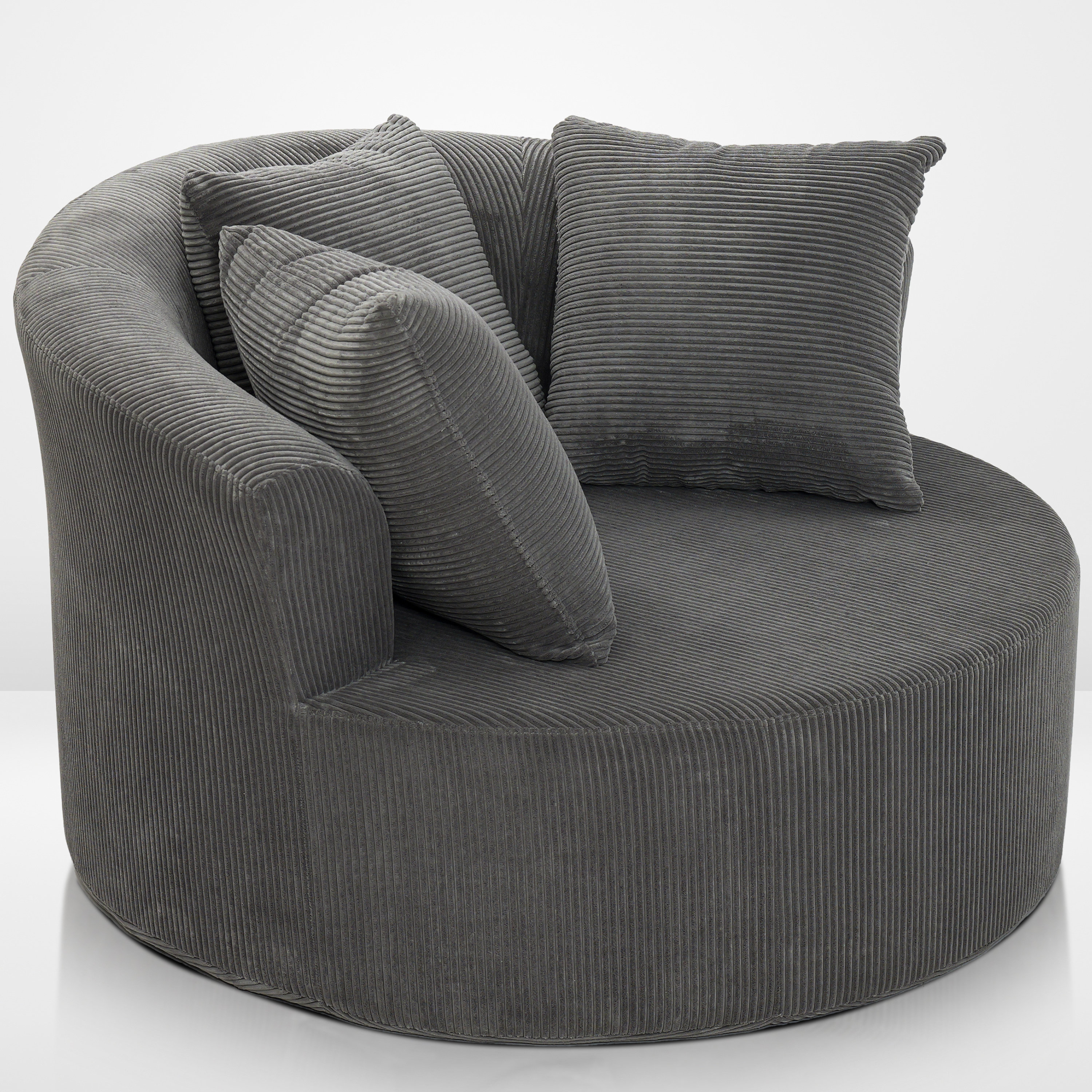 Northobliq Digi 55" Highback Upholstered Barrel Chair Round Reading ...