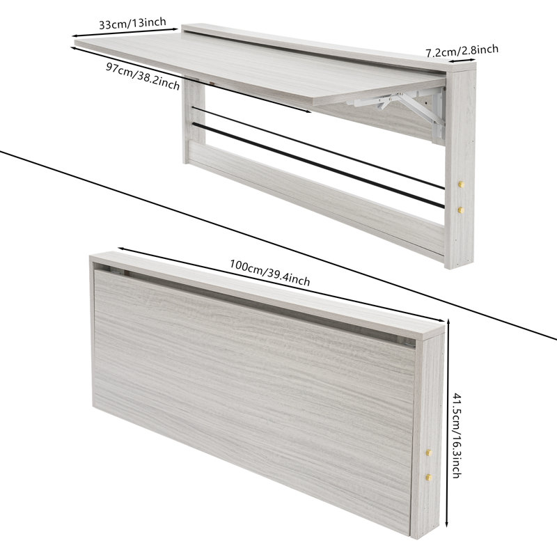 Wrought Studio™ Wall Mounted Folding Table (Square Corner) | Wayfair