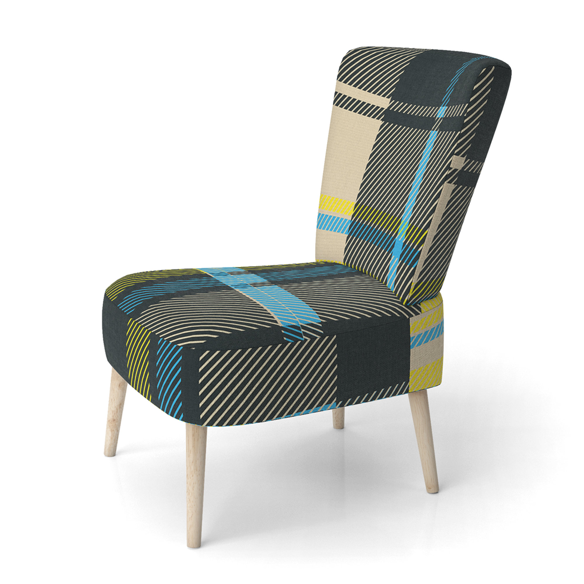 Dakota Fields Yellow And Blue Checked Tartan - Upholstered Patterned ...