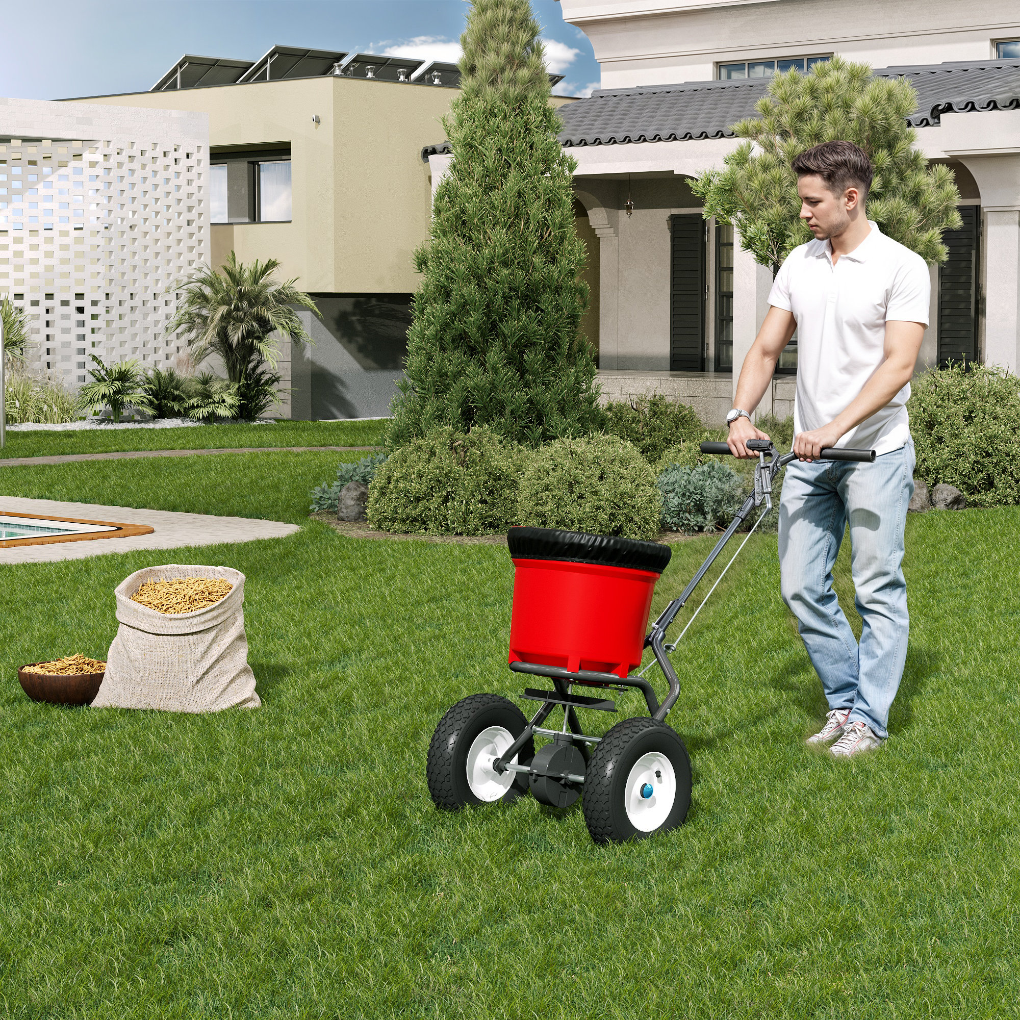 Morinome 50LB Heavy-Duty Walk-Behind Broadcast Spreader - Wayfair Canada