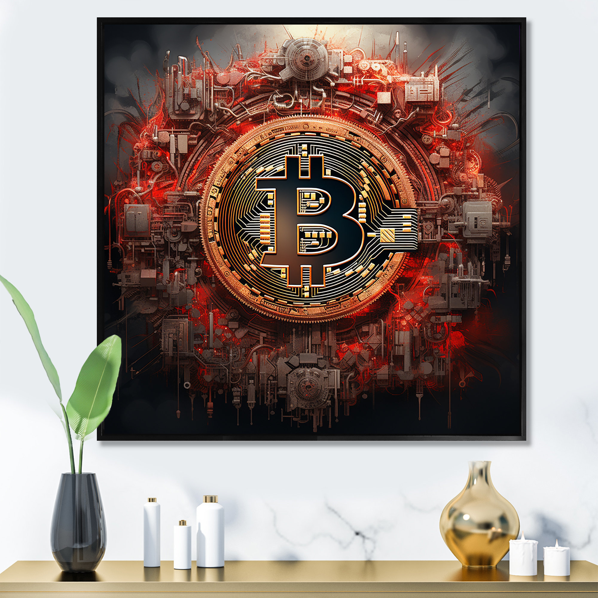 17 Stories Red Bitcoin Crypto Currency I - Fashion Bitcoin Wall Art ...