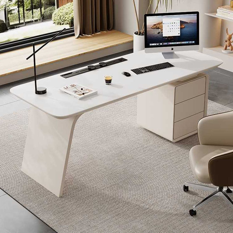 Hokku Designs Creamy White Rectangular Sintered Stone desks - Wayfair ...