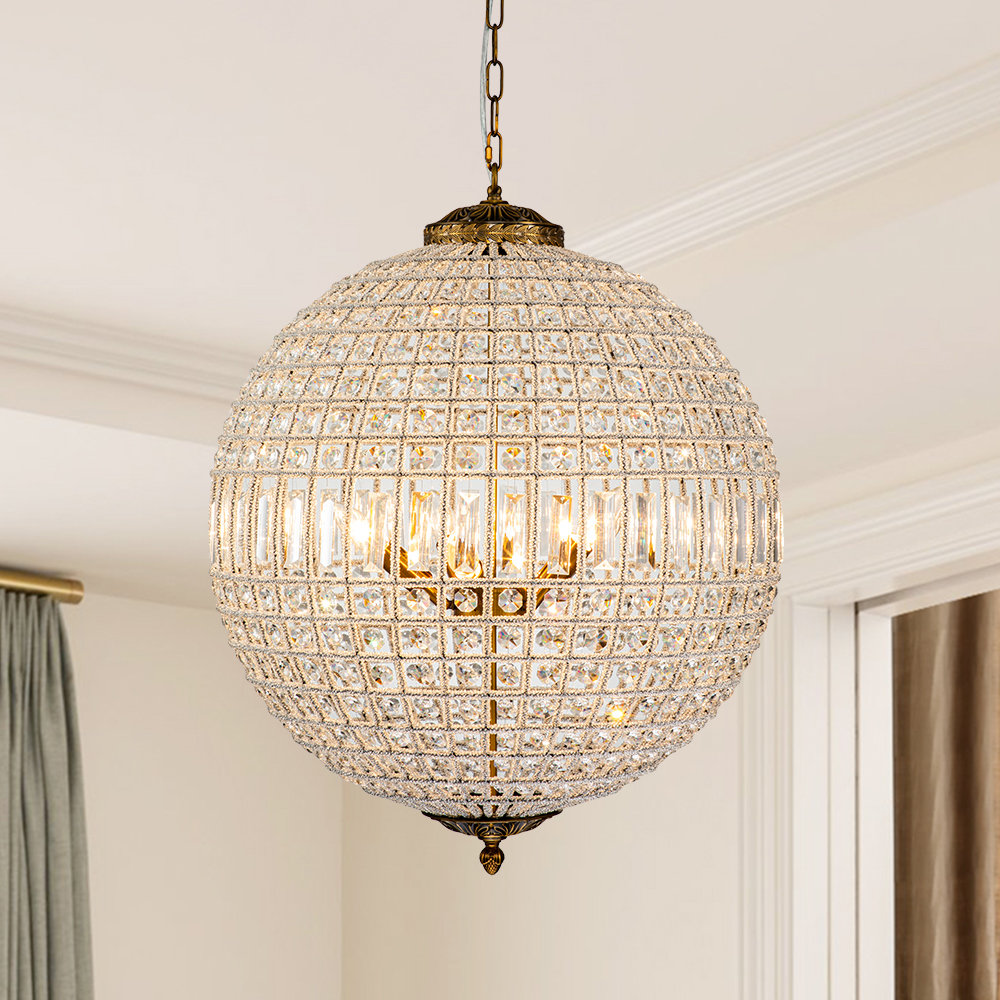 Mercer41 Engles 1-Light Antique Bronze Vintage Crystal Globe Pendant ...