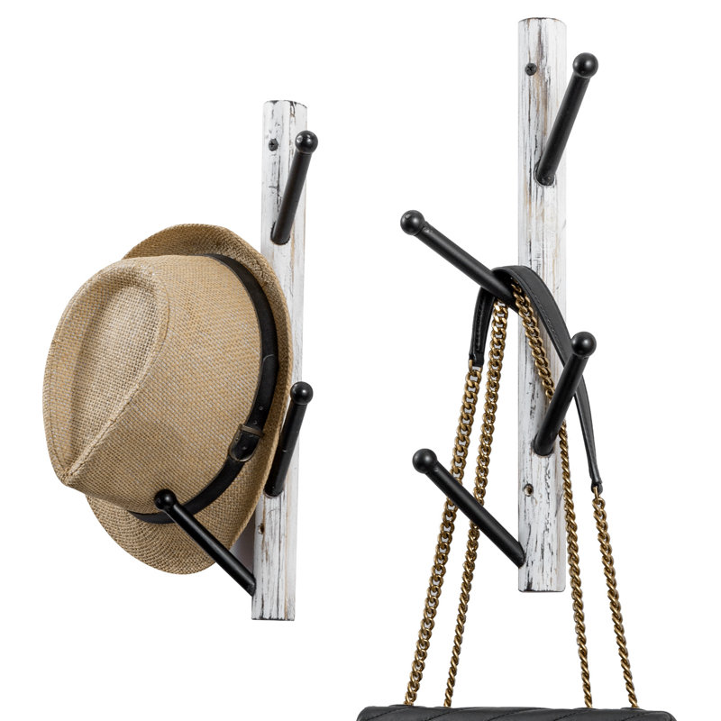 Gracie Oaks 8 - Hook Wood Entryway Wall Coat Tree Rack | Wayfair
