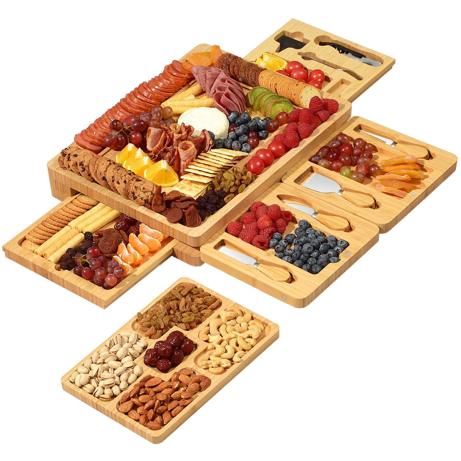 COOREL Large Charcuterie Boards Set For Cheese - Bamboo Cheese Board ...