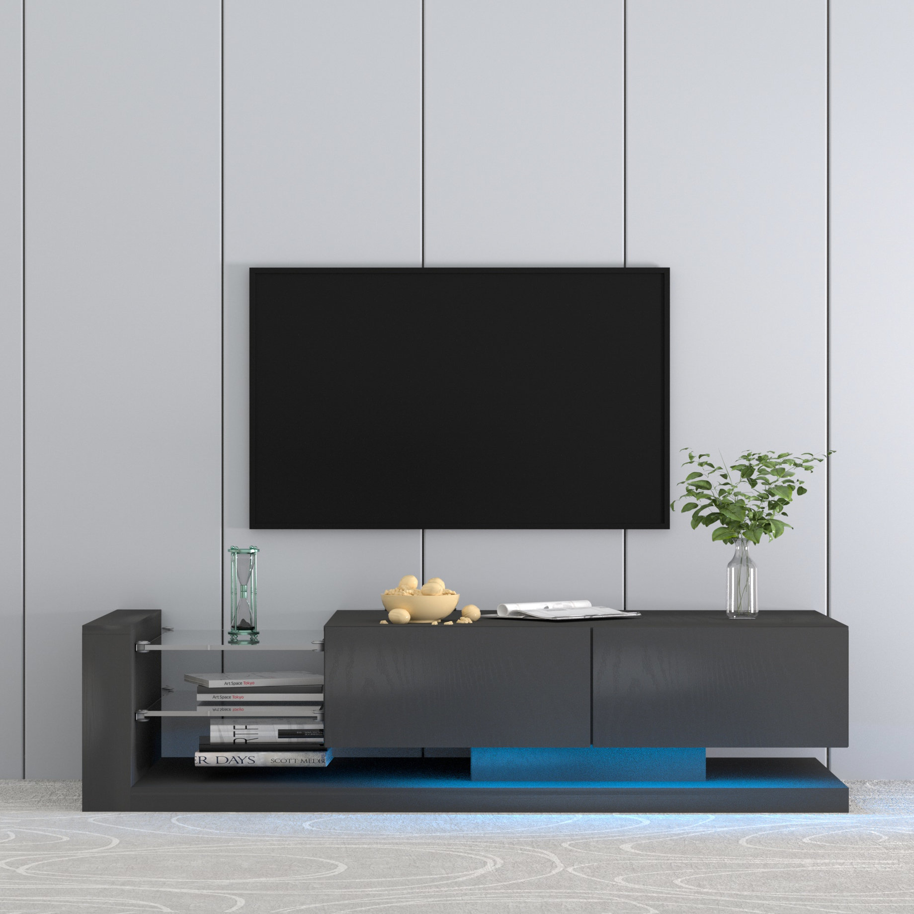 Wrought Studio™ 75-inch Led Tv Stand With Extensive Storage, Remote ...