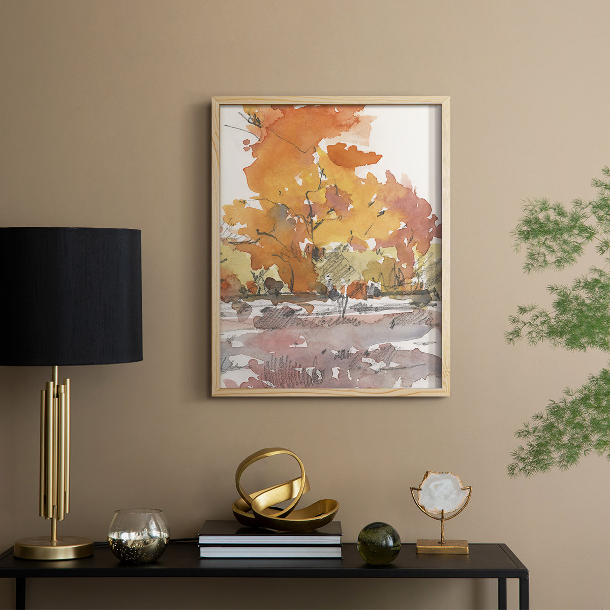 Lark Manor™ Watercolor Treeline Sketch II Framed Print - Solid Wood ...