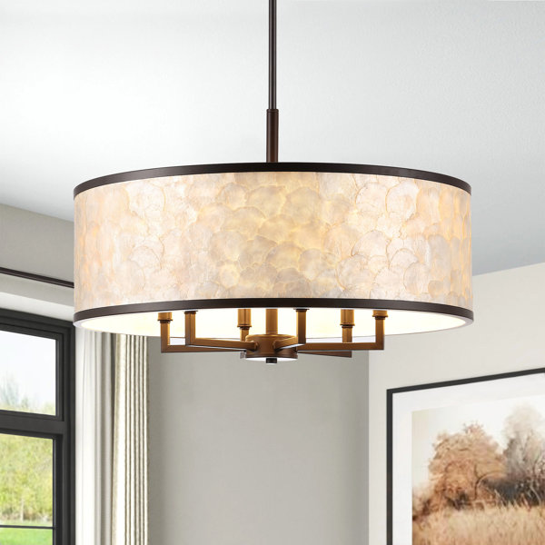 Everly Quinn 24-inch 6-Light Capiz Shell Drum Chandelier | Wayfair