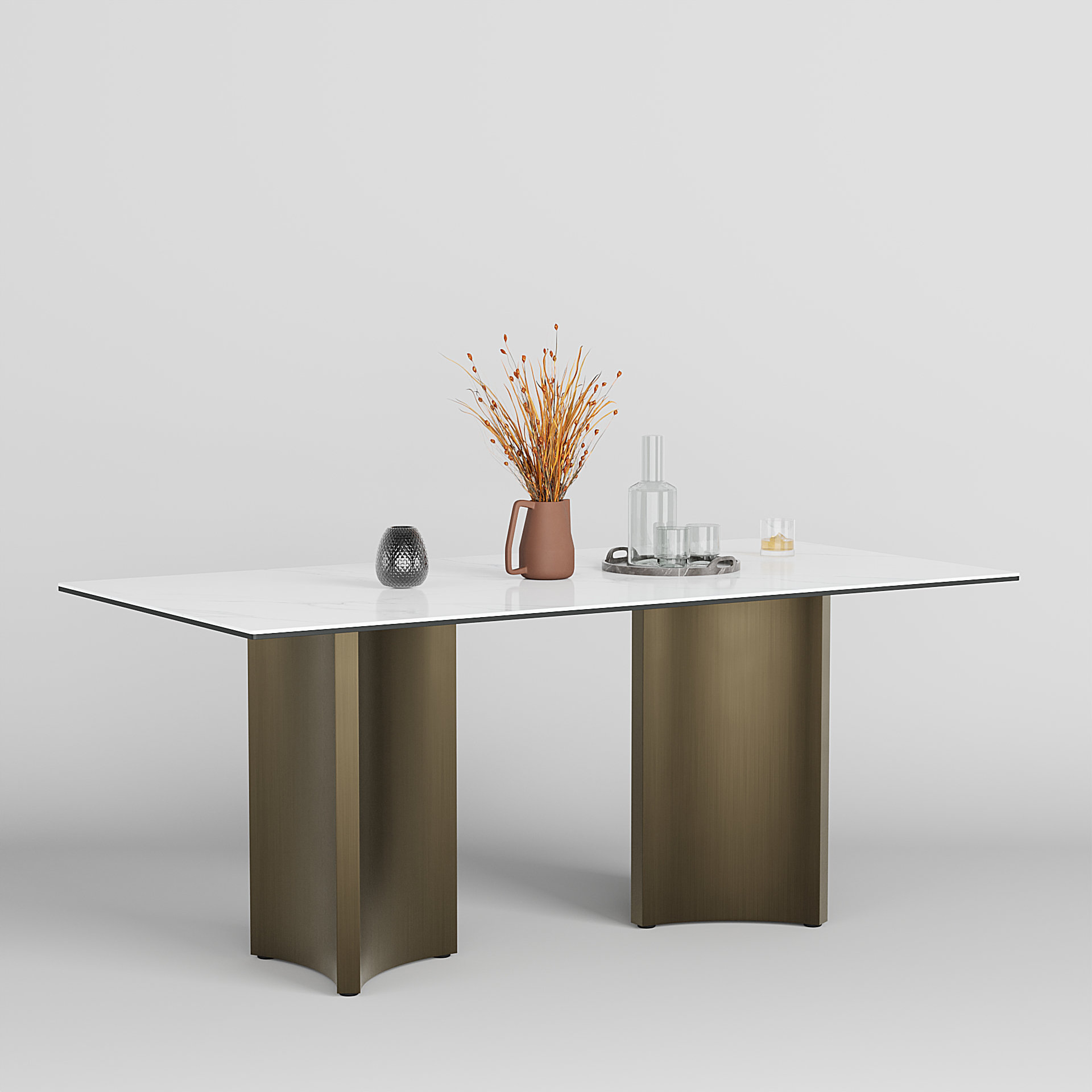 Everly Quinn Modern Dining Table For 4-8, White Sintered Stone Dining ...