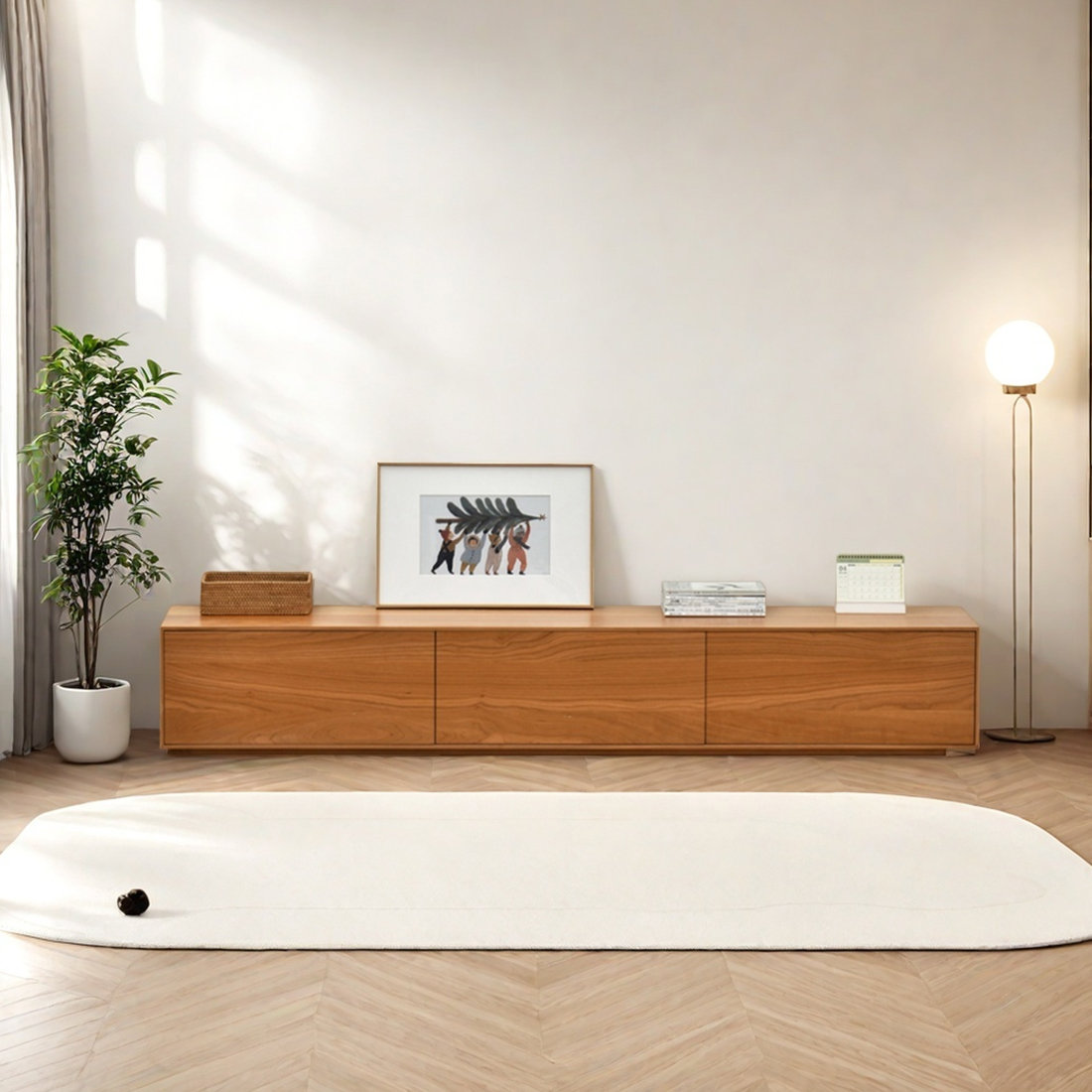 Wu's StylishVault Cherry Wood TV Stand with Glass Shelf | Wayfair