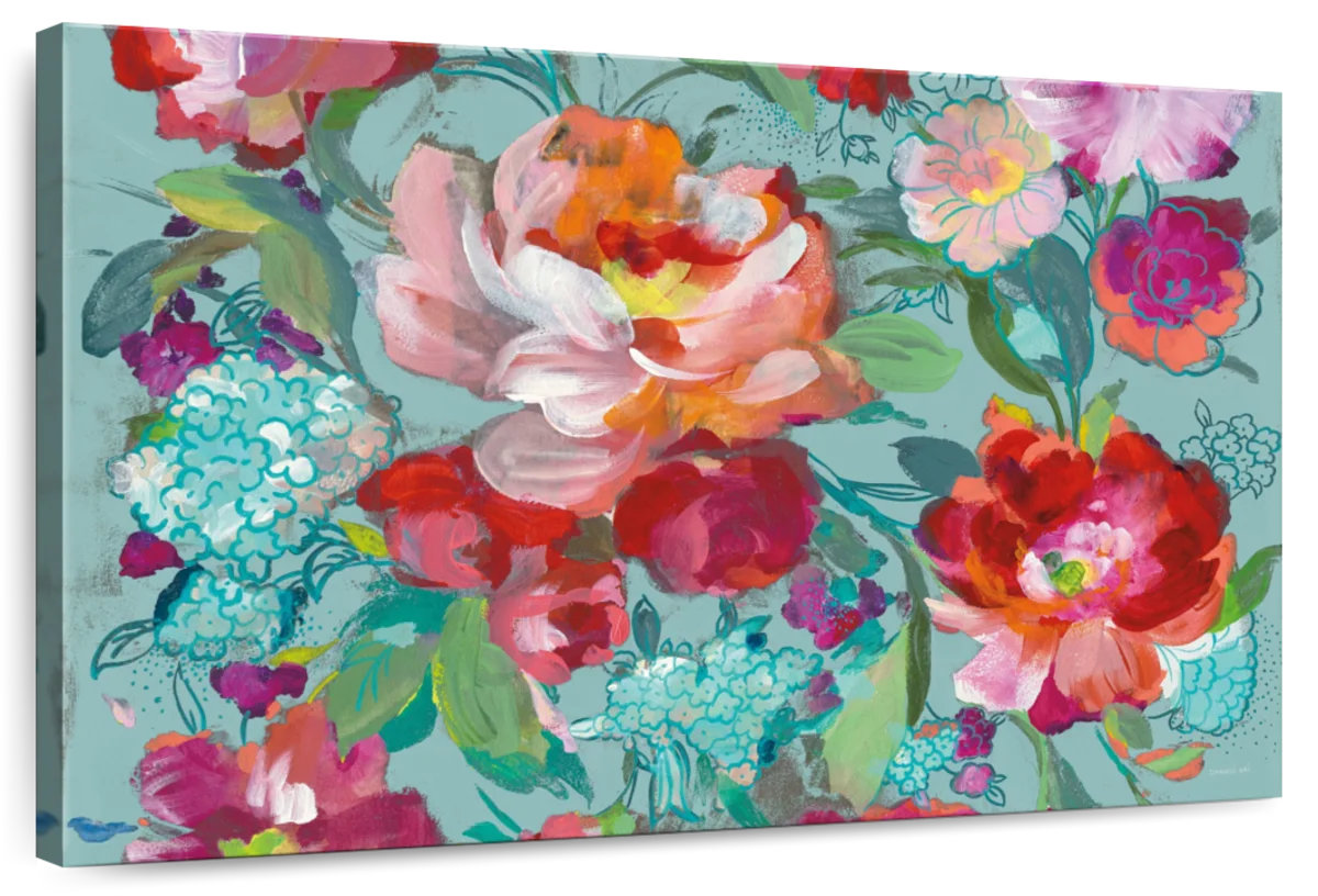 Lark Manor Harnek Bright Floral Medley Turquoise - Wayfair Canada
