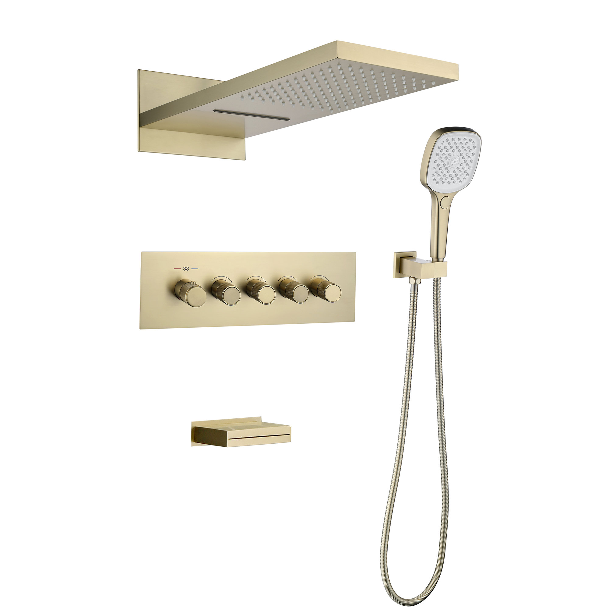 RBROHANT 21.65*9.08" Overhead Shower 4 Setting Handheld Spray, 2Modes ...