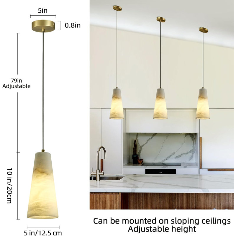 Ivy Bronx Neda 1 - Light Natural Alabaster Pendant Lights (Dimmable ...