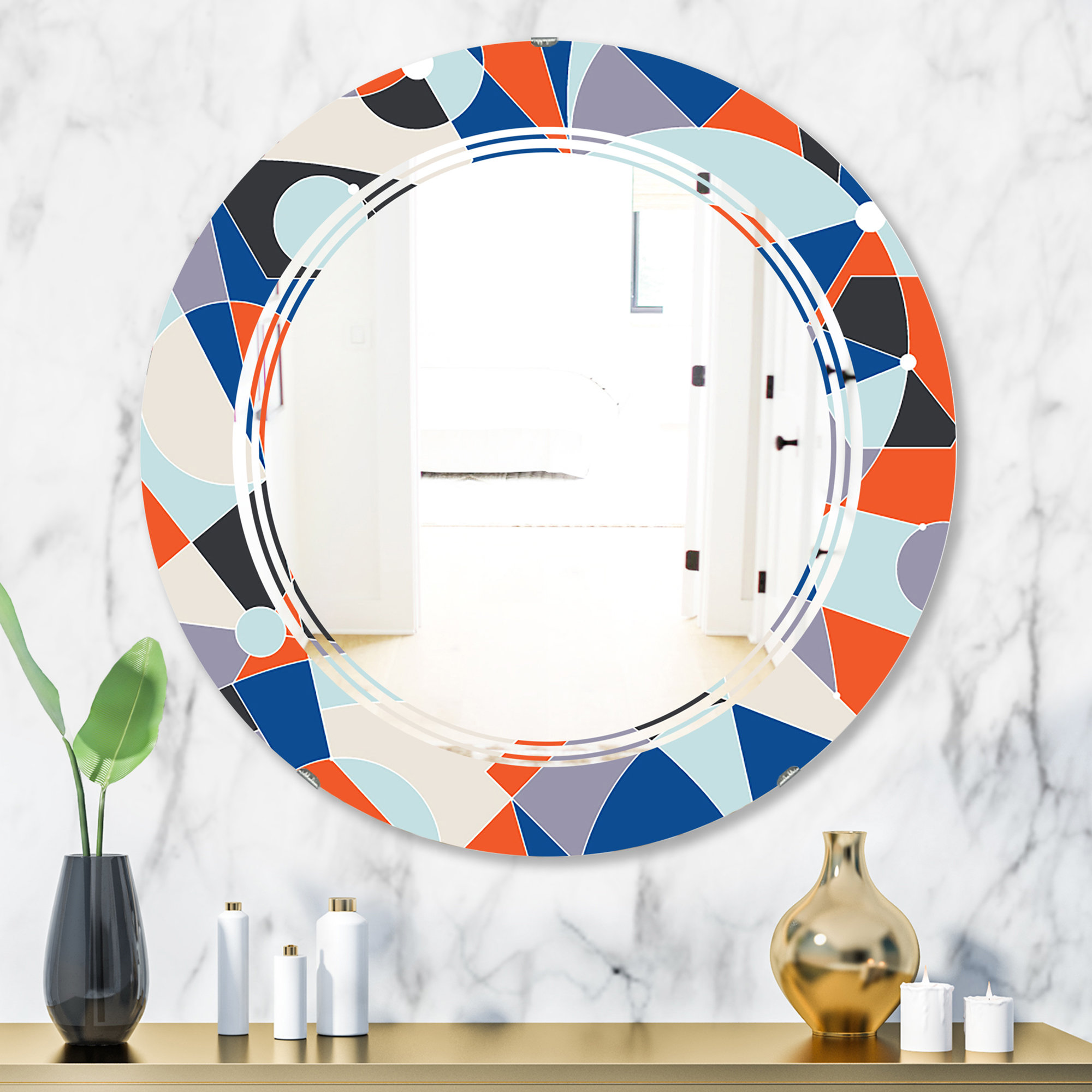 East Urban Home Triple C Geometric Grid IV Modern Wall Mirror | Wayfair
