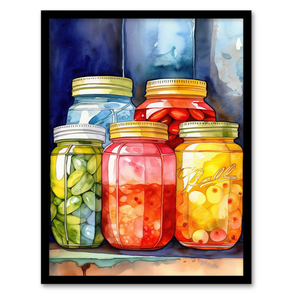 Wee Blue Coo Glass Canning Jars Colourful - Single Picture Frame Art ...