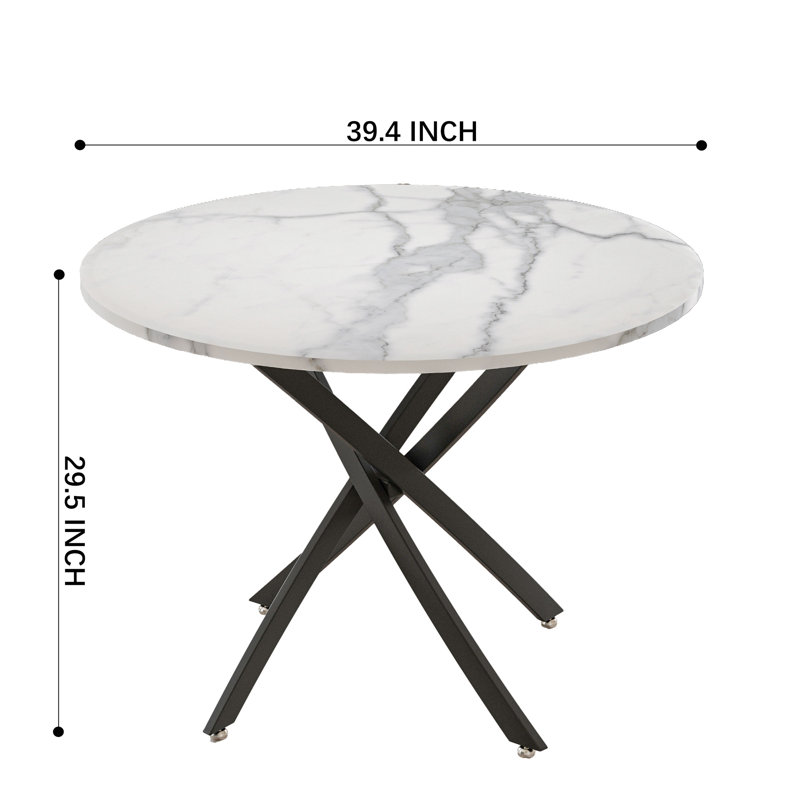17 Stories Delincourt 40" Cross Legs Round Dining Table | Wayfair
