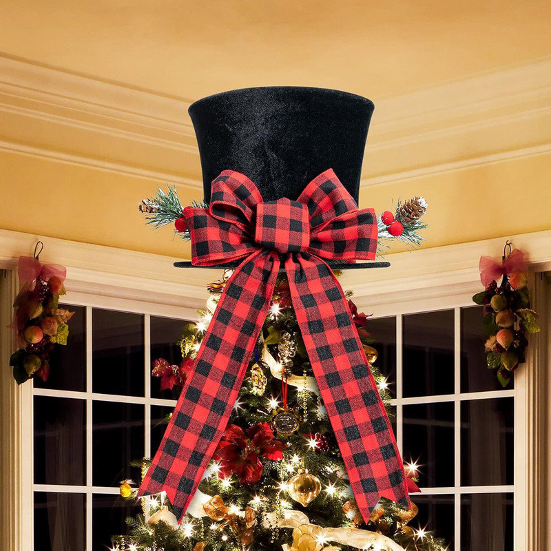 NOMBEL Christmas Tree Topper - Large Red Tree Topper Hat with Candy ...