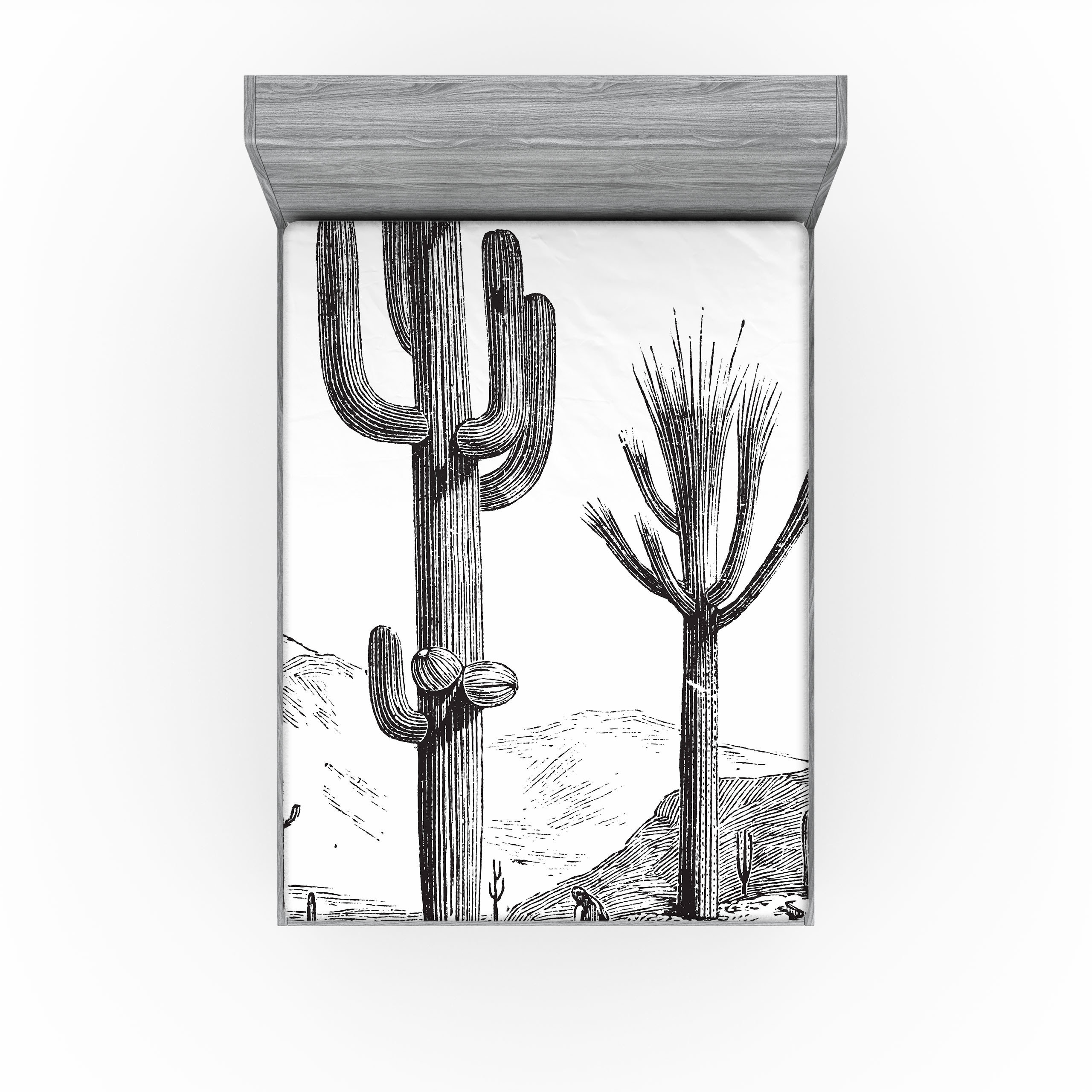 Ambesonne Desert Fitted Sheet 2-Pack Sketchy Mexican View Charcoal Grey ...