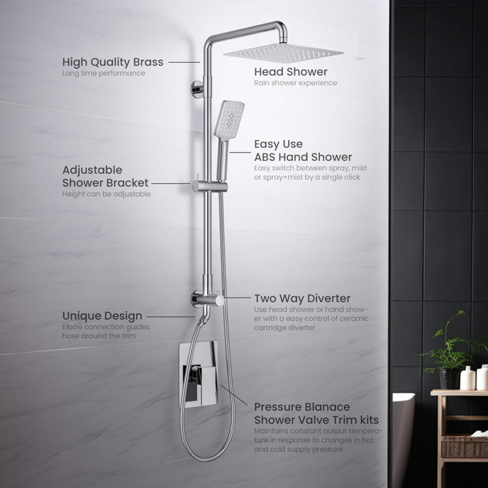KIBI USA Complete Shower System with Rough in-Valve & Reviews | Wayfair