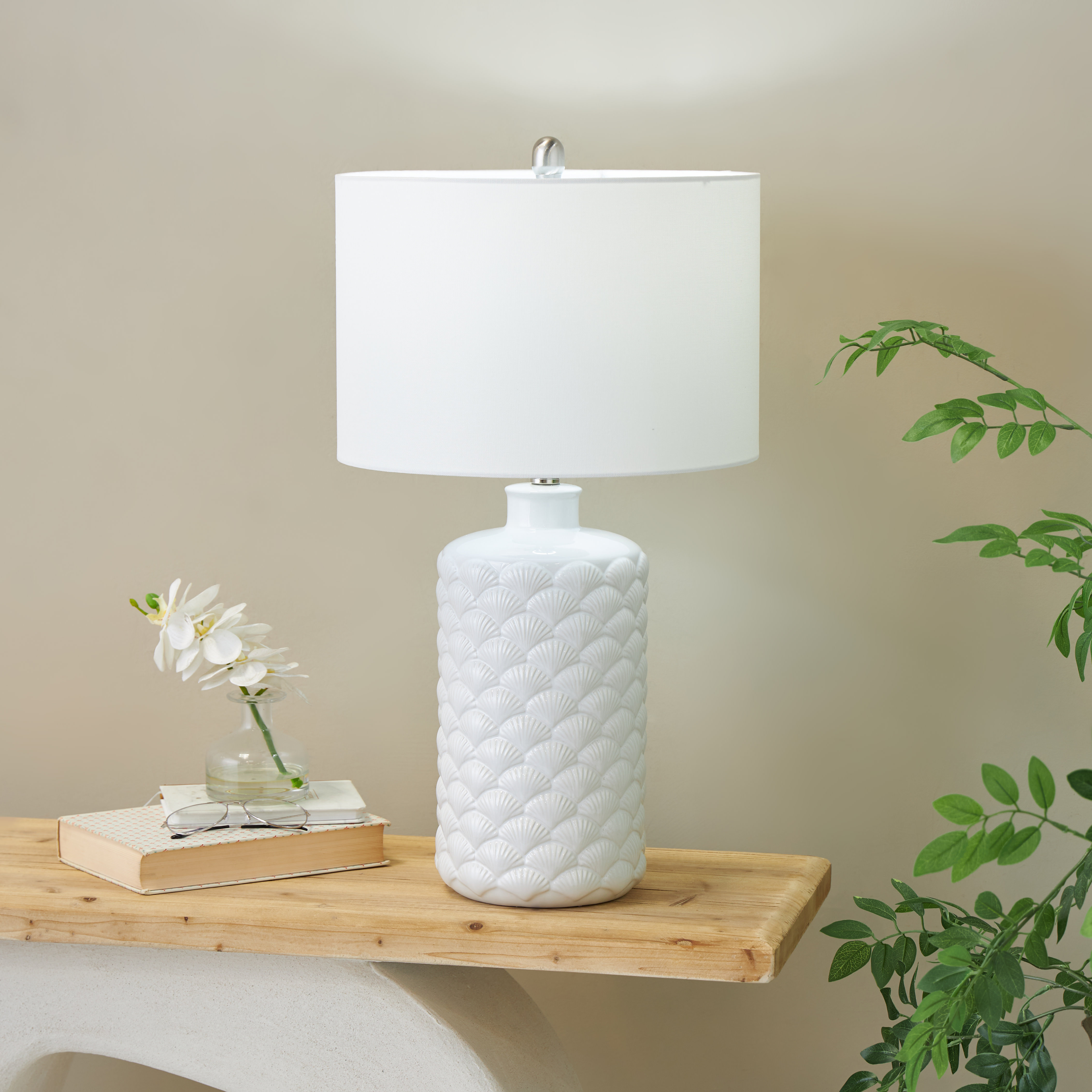white shell lamp shade