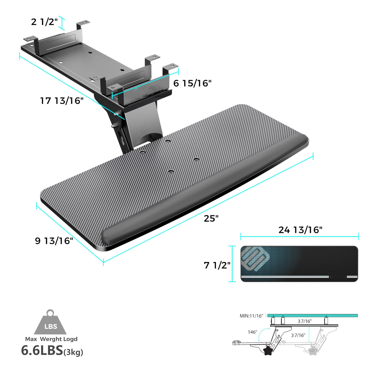 Orblue Keyboard Tray Height Adjustable, Swivel Tilt Computer Keyboard ...