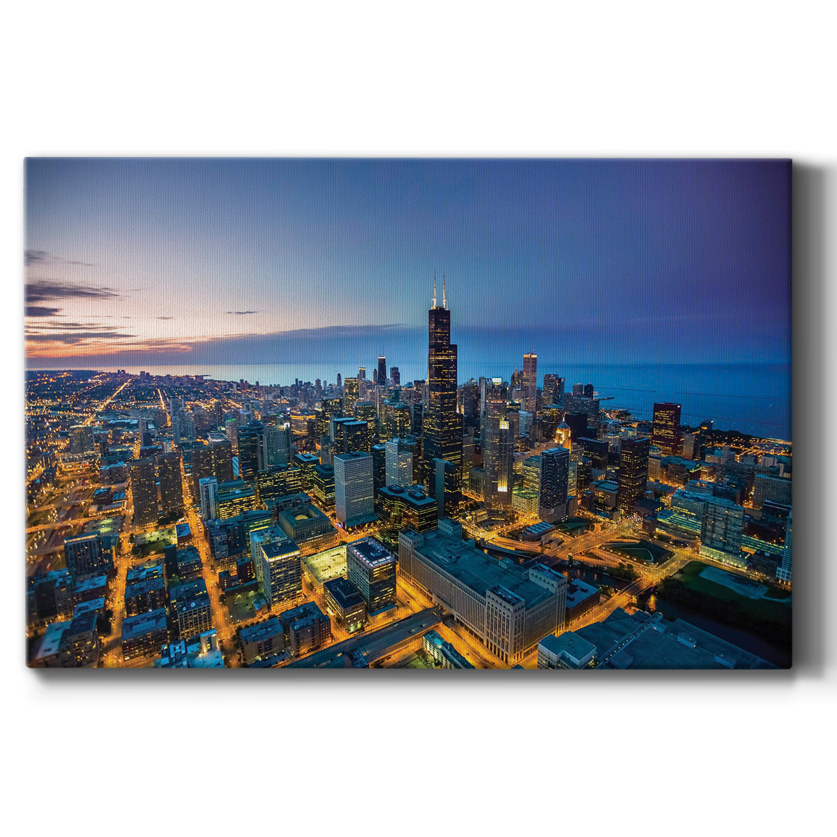 Ebern Designs 44_Sunset Downtown Chicago Premium Gallery Wrapped Canvas ...